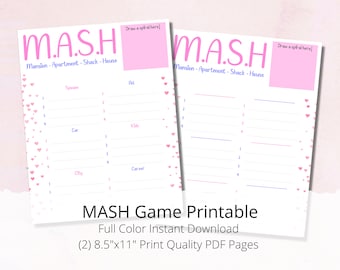 Printable Mash Game | Etsy