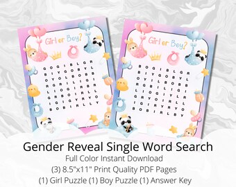 Gender Reveal Word | Etsy