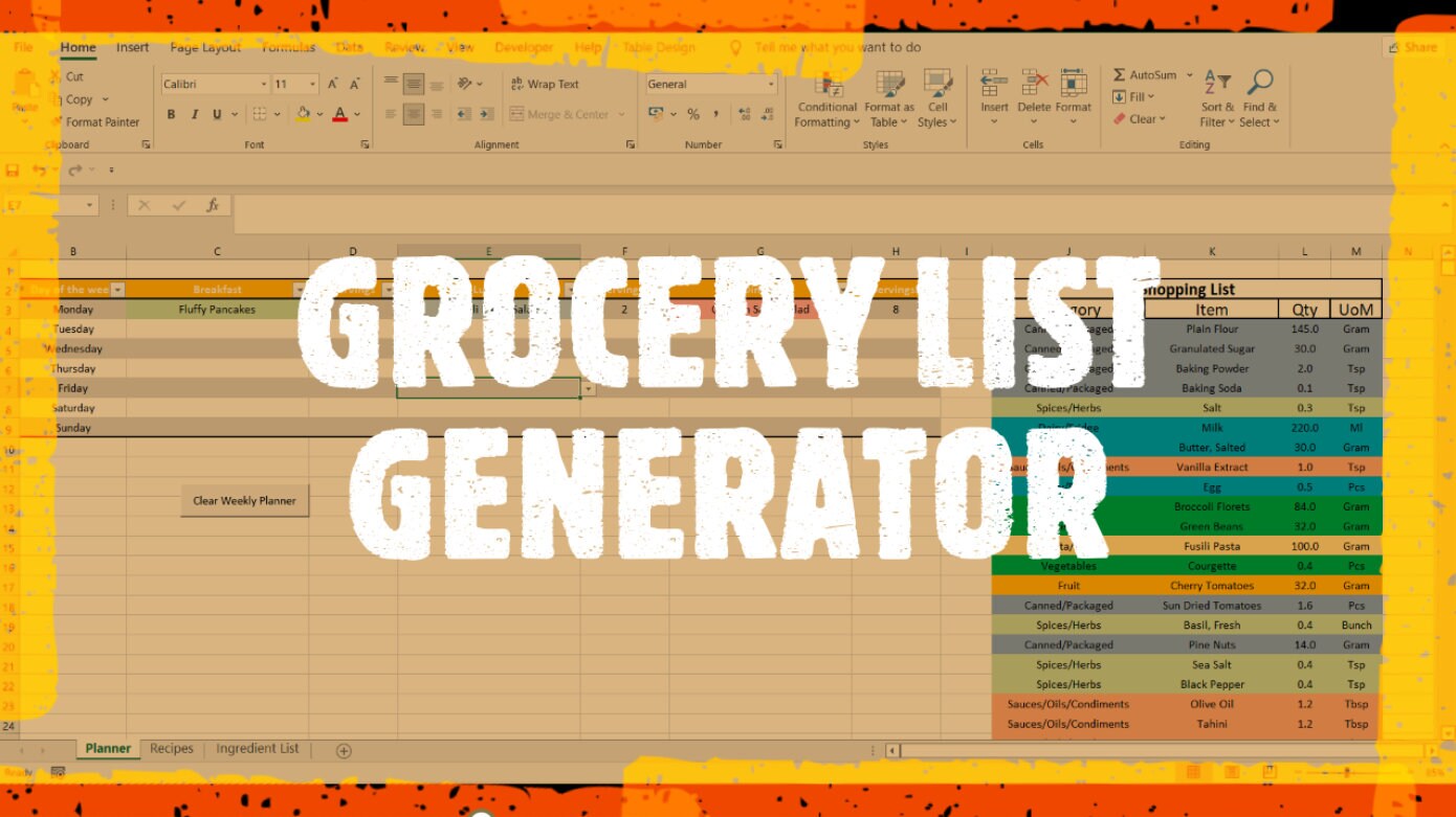 Grocery / Shopping List Generator Excel Spreadsheet - Etsy UK Grocery / Shopping List Generator Excel Spreadsheet - Etsy UK