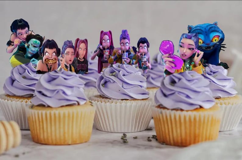 K-pop Demon Hunter Cake Topper & Cupcake Set – Huntrix Custom Name, Age ...