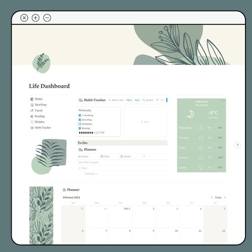 Notion All-in-one Life Dashboard Green Plant Theme - Etsy
