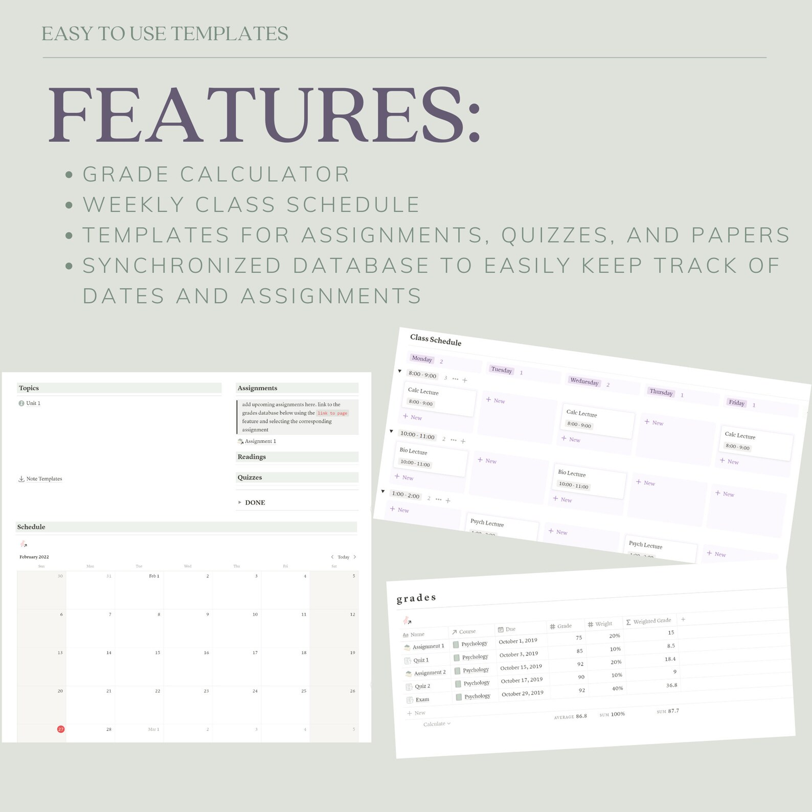 Notion Student Hub Template Cute Green & Pink Theme - Etsy