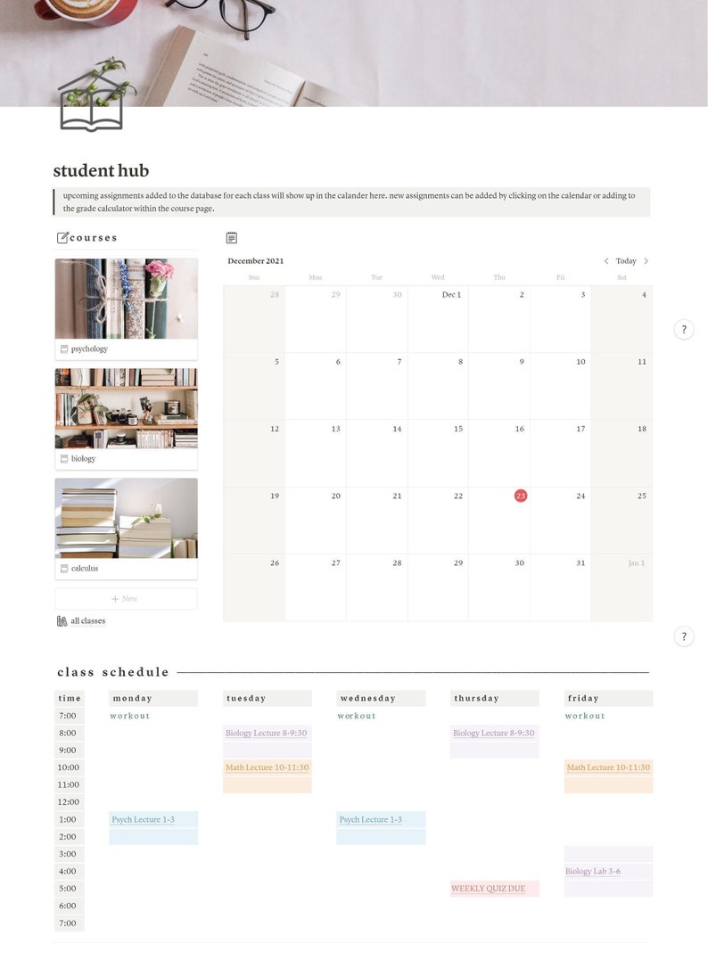 Notion Student Hub Template | Etsy