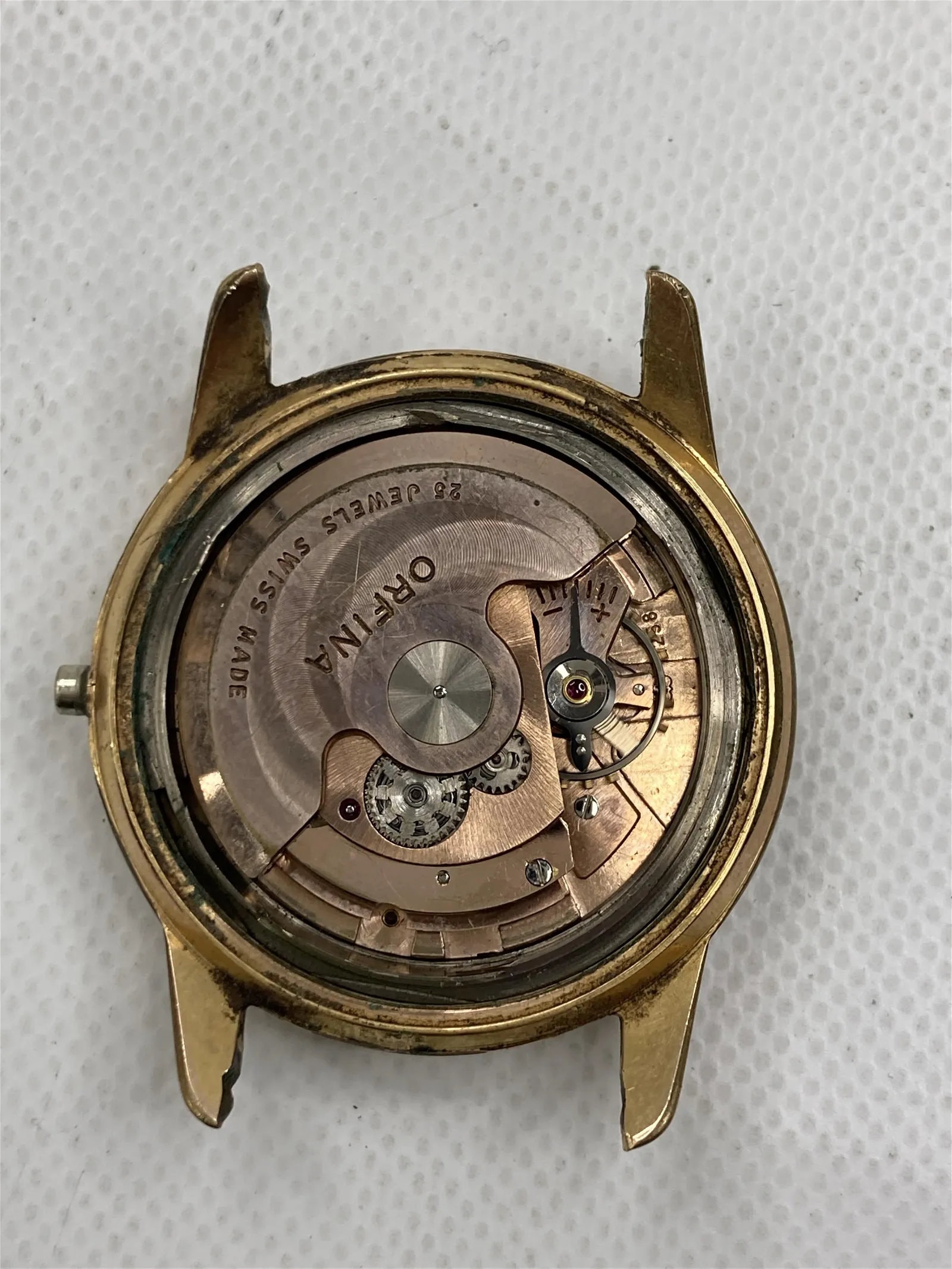 Orfina De Luxe Calendar Red Date Automatic Tropicalized Gold Capped ...