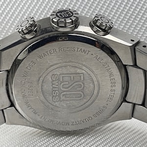 ESQ by Movado Chronograph Calendar Date Stainless Steel Curve Sapphire ...