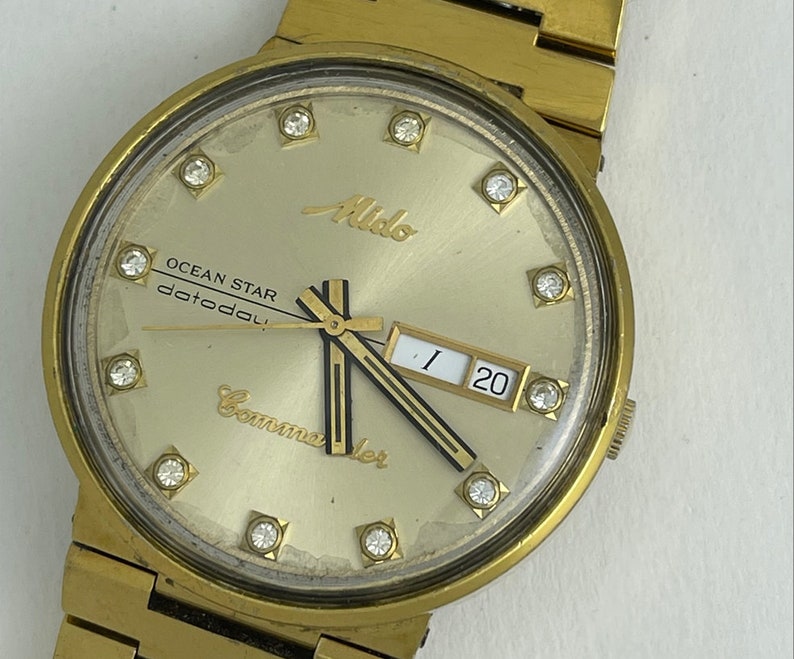 Mido Ocean Star Datoday Commander Automatic Day/date Genuine Diamonds ...