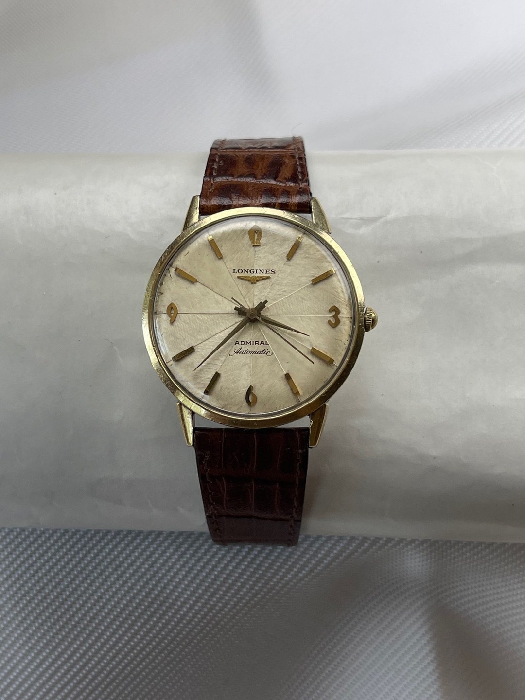 Longines Admiral Automatic Textured Sector Dial Solid 10K Gold Filled ...