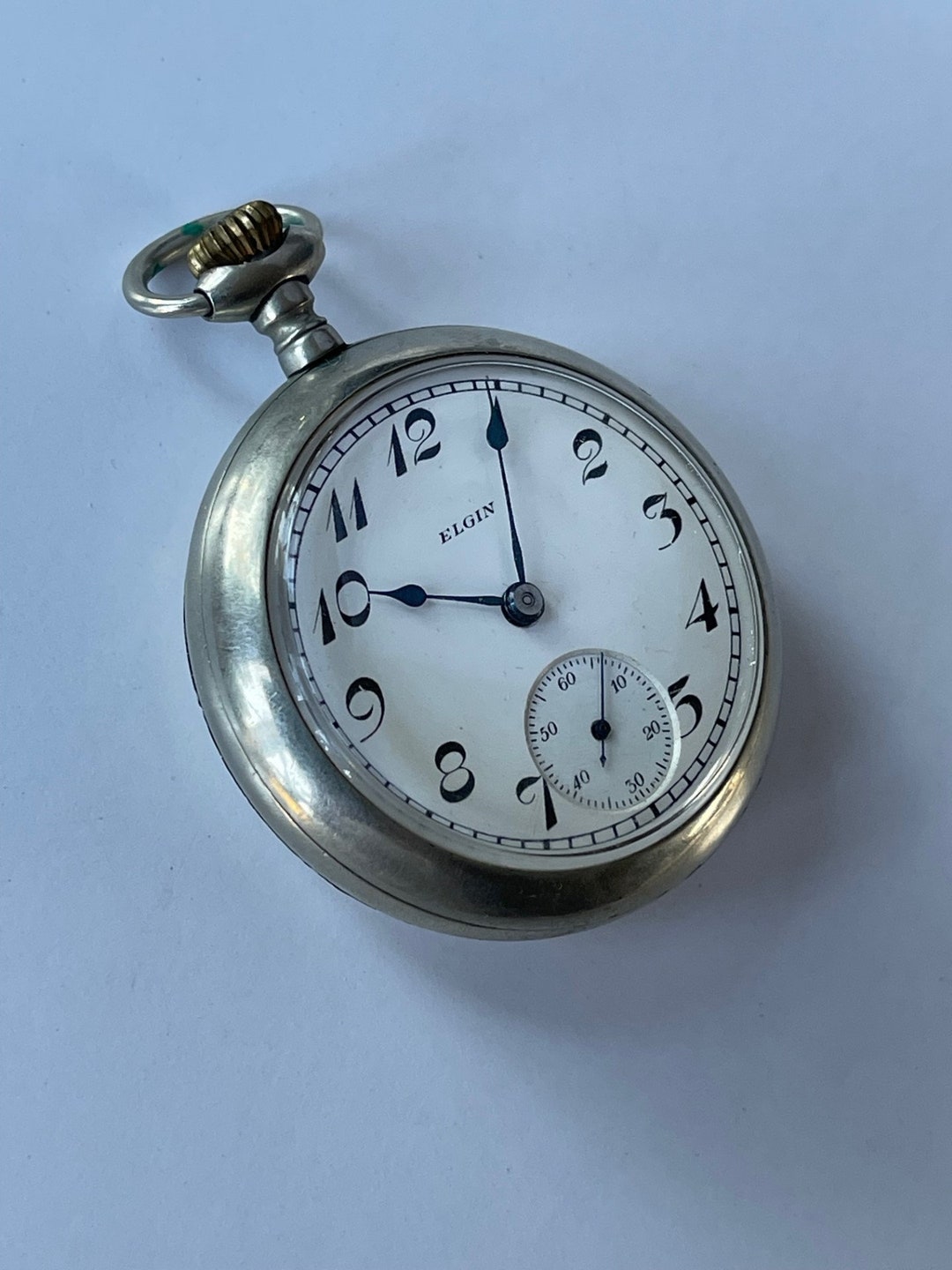 Elgin Antique Breguet Numbers Pocket Watch Porcelain Dial Screw Down ...