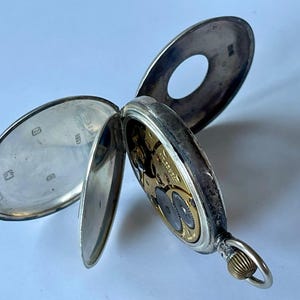 J.W. Benson London Solid Sterling Silver Half Hunter White Porcelain ...