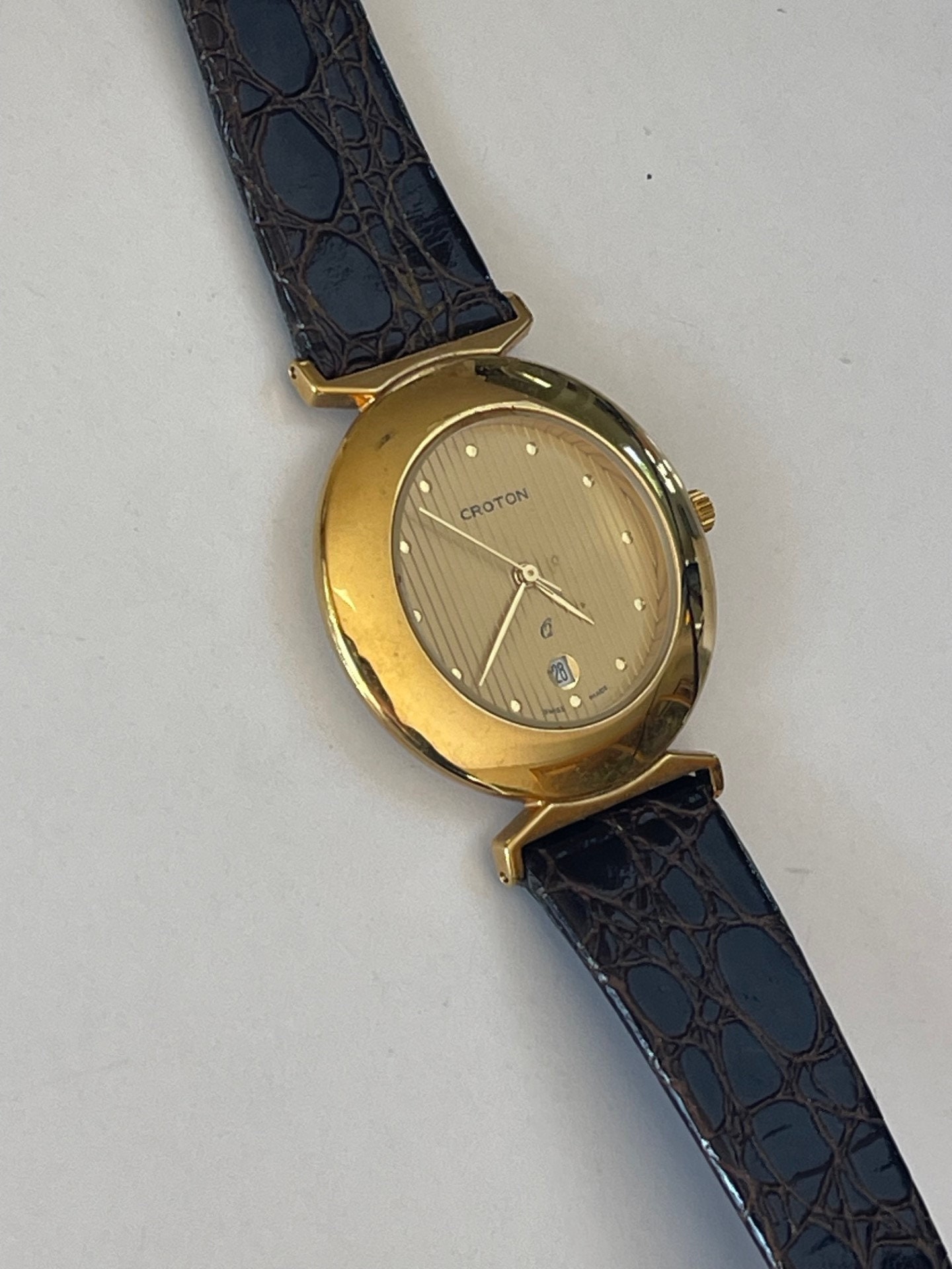 Croton Calendar Date Gold Capped Textured Dial Vintage Swiss Made2004 ...