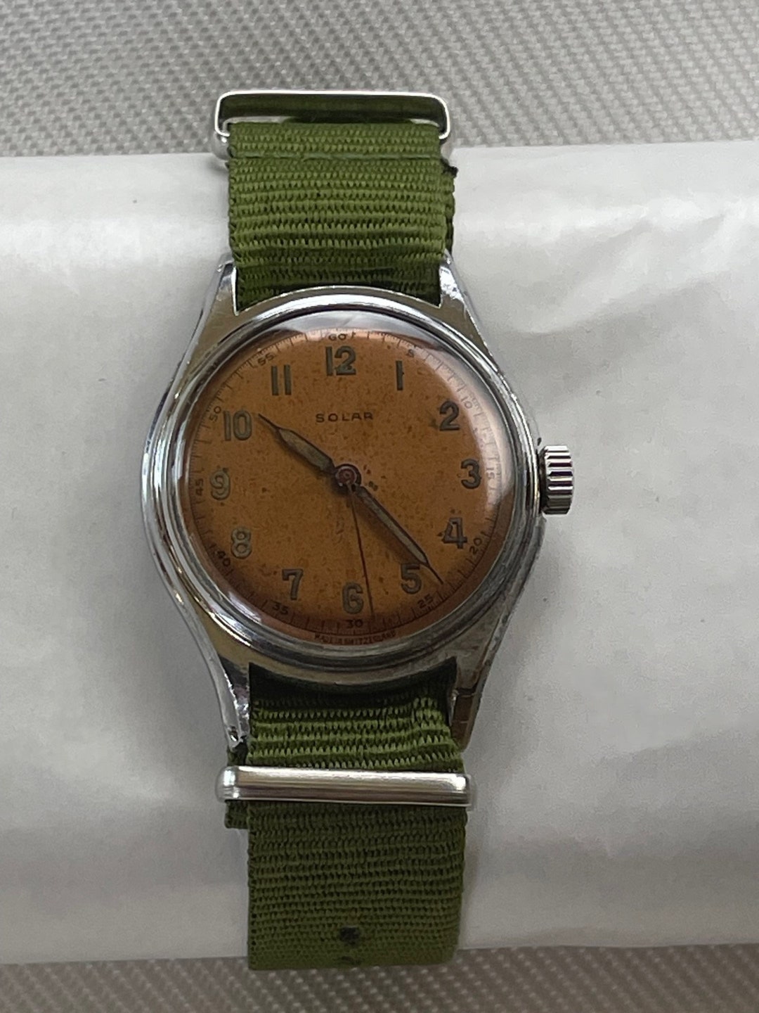 Solar Military Doctors WWII 1943 Tropical Dial Stainless Steel Screw ...
