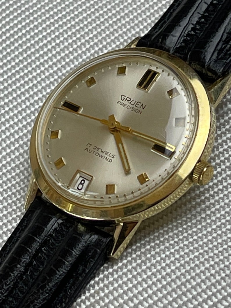 Gruen Precision Autowind Solid 14K(585) Automatic Calendar Date Vintage ...