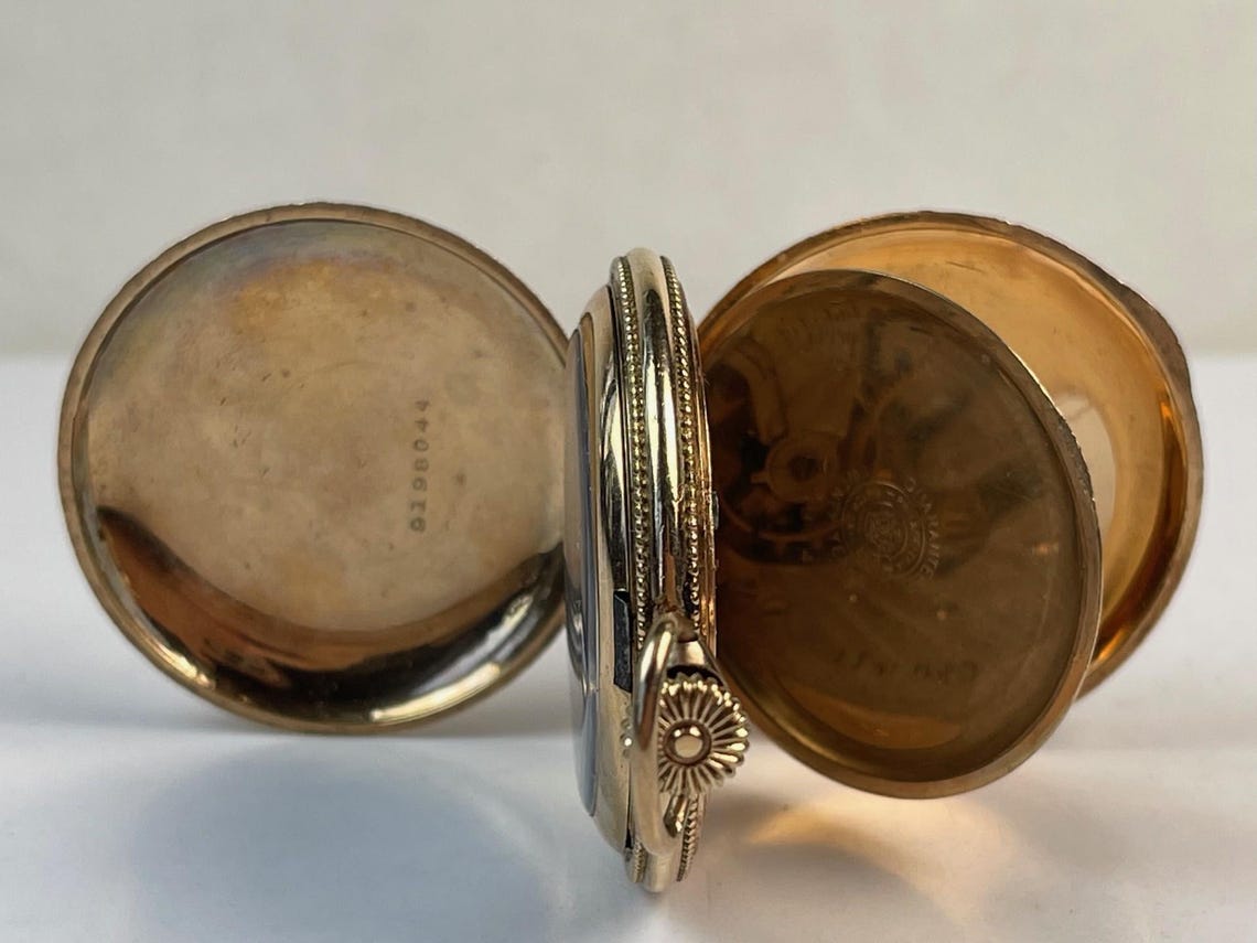 Elgin 14K Gold Filled Guaranteed 20 Years Size 6S Hunter White ...