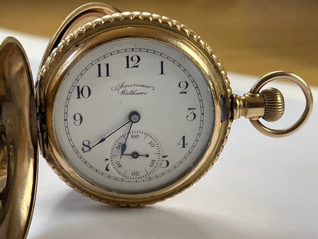 American Waltham Railroad Military Gold Capped Hunter Case Savonette ...