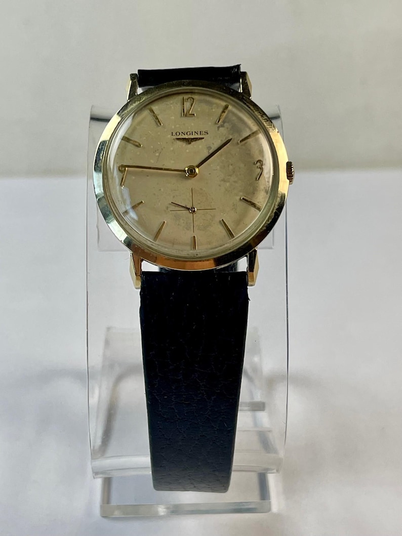 Longines Classic Dress 10K Gold Filled Vintage Original Black Leather ...