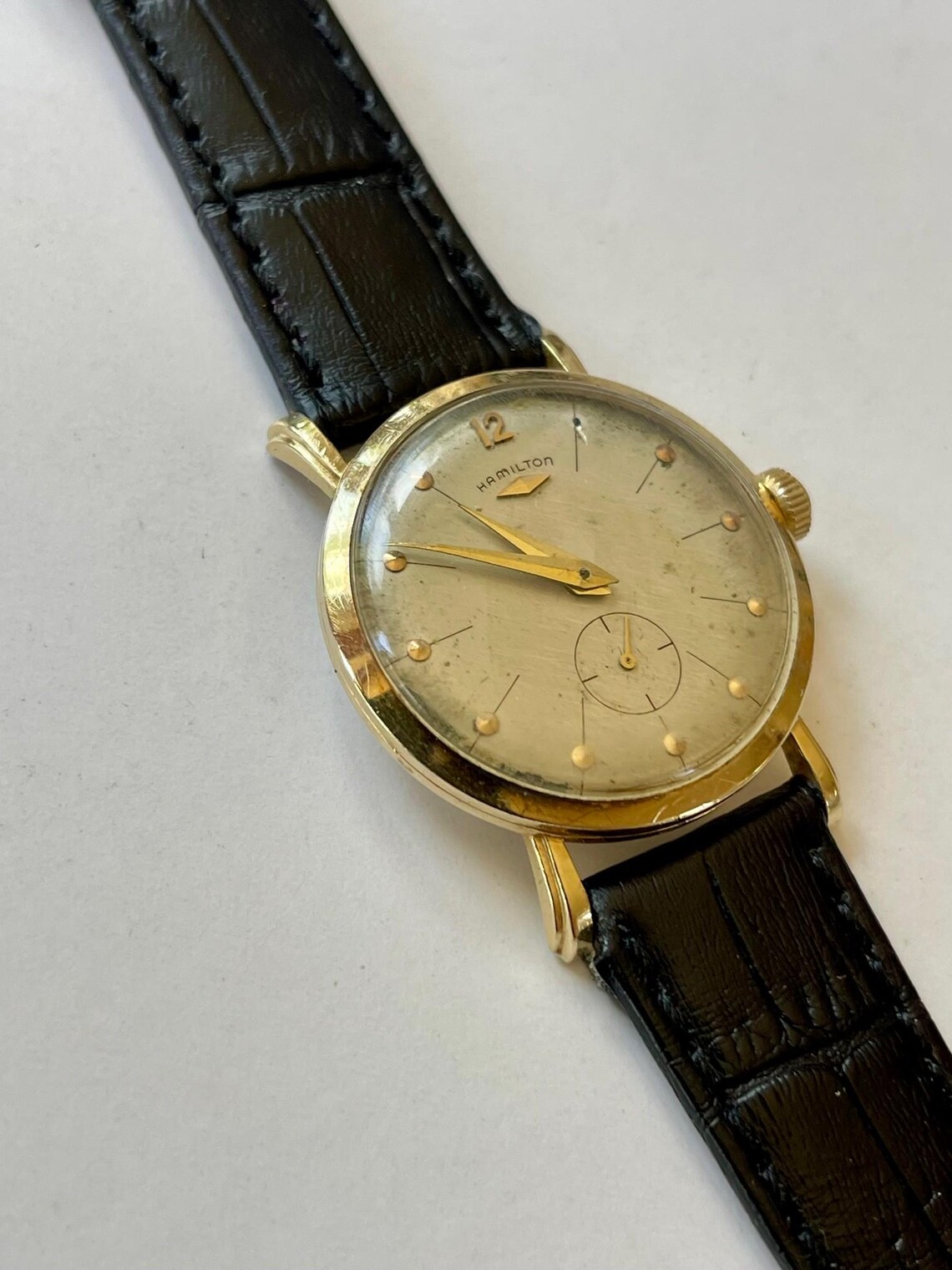 Hamilton Solid 14k(585)dress Classic Fancy Lug Vintage Swiss Made 1958 ...