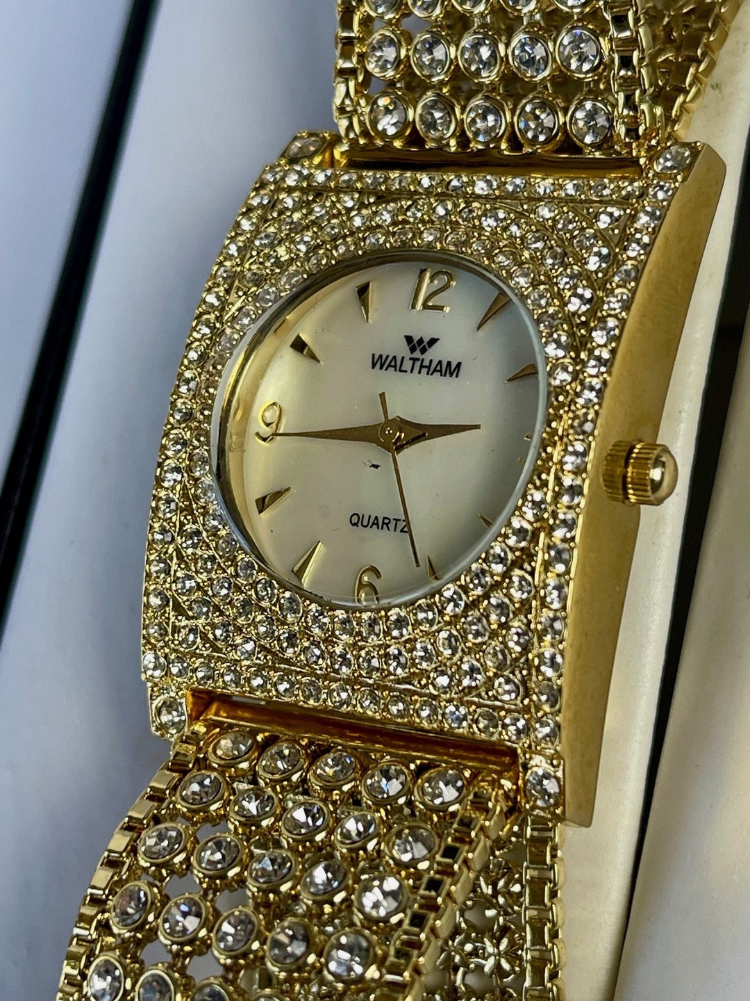 Waltham Ladies Rhinestone (MOP) Mother of Pearl Dial Factory Seal on ...