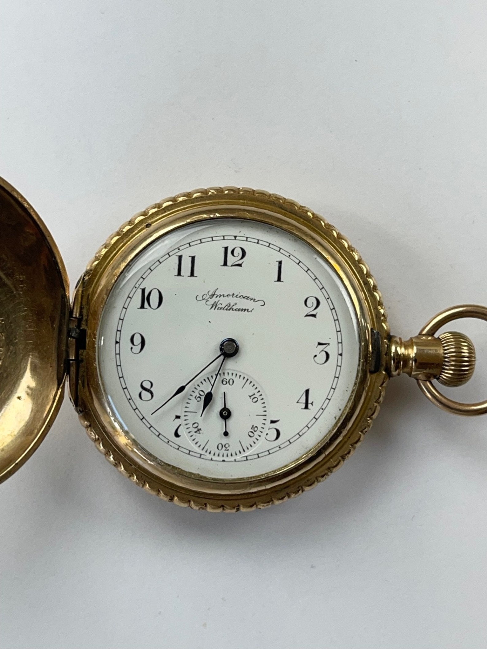 American Waltham Railroad Military Gold Capped Hunter Case Savonette ...