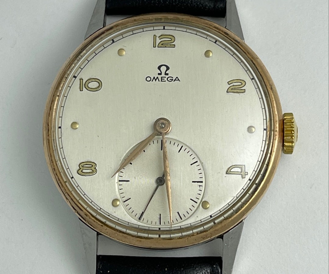Omega Solid Rose Gold 14K (585) Bezel Stainless Steel Case Vintage Ref ...