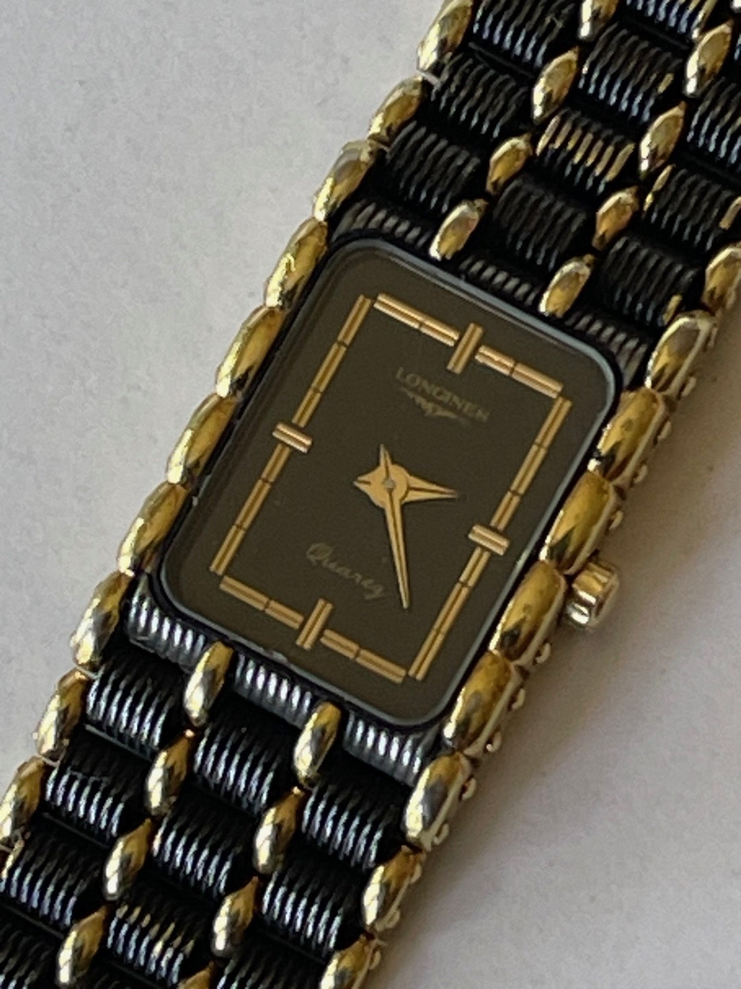 Longines Ladies Gold Capped Two Tone Black Dial Vintage Ref. MZ5713 ...