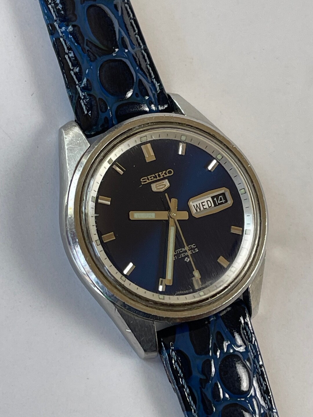 Seiko 5 Automatic Calendar Quick Set Day/date Blue Dial S/steel Screw ...