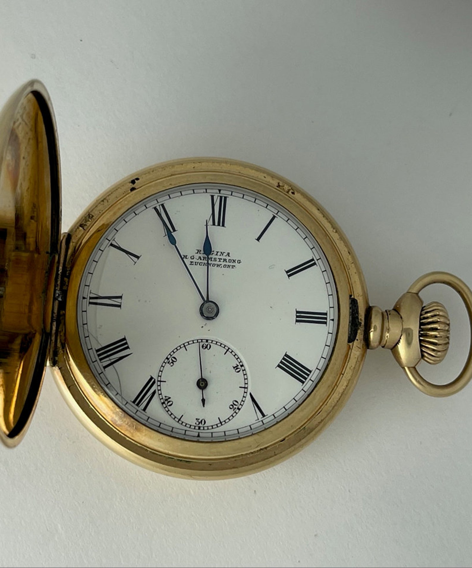 Regina Omega H.G. Armstrong Antique Railroad Hunter Case Savonette ...