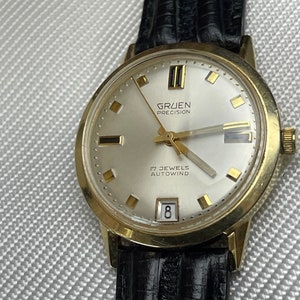 Gruen Precision Autowind Solid 14K(585) Automatic Calendar Date Vintage ...