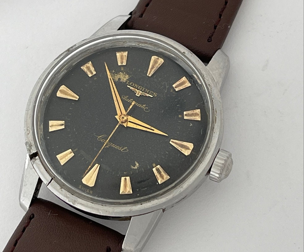 Longines Conquest Automatic Cal.19as Black Dial Screw Down Case Back ...