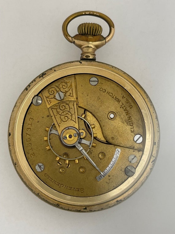 Elgin Railroad 14K Gold Filled Porcelain Dial Screw D… - Gem