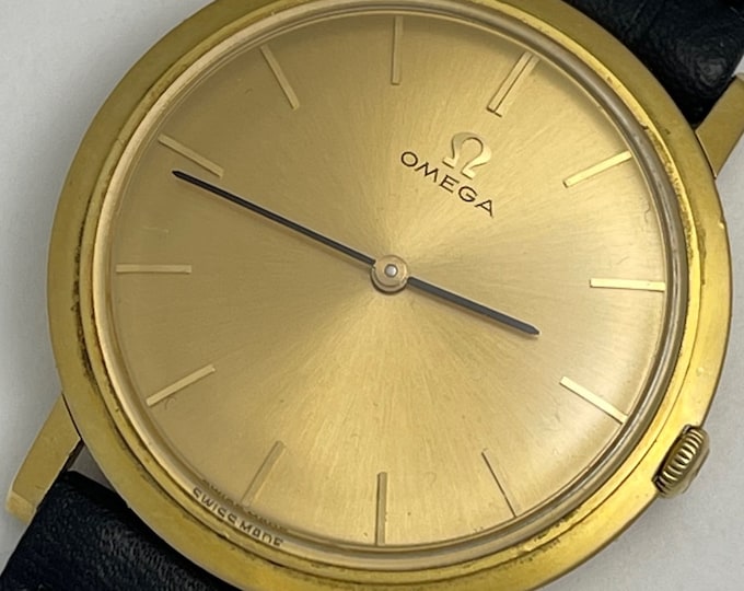 Omega 18K750 Solid Gold Classic Dress Ultra Thin Gold Dial Cal.620 Ref ...