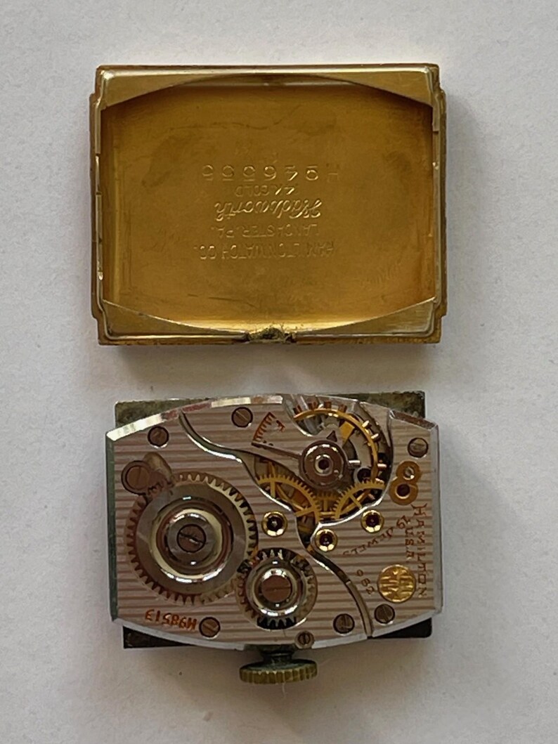 Hamilton Solid 14K(585) Gold Art Deco Style Cal.982 Rectangular Swiss ...