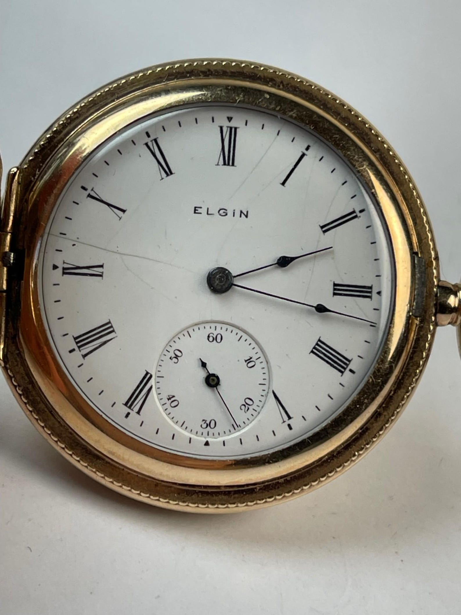 Elgin 14K Gold Filled Guaranteed 20 Years Size 6S Hunter White ...