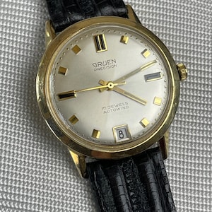 Gruen Precision Autowind Solid 14K(585) Automatic Calendar Date Vintage ...