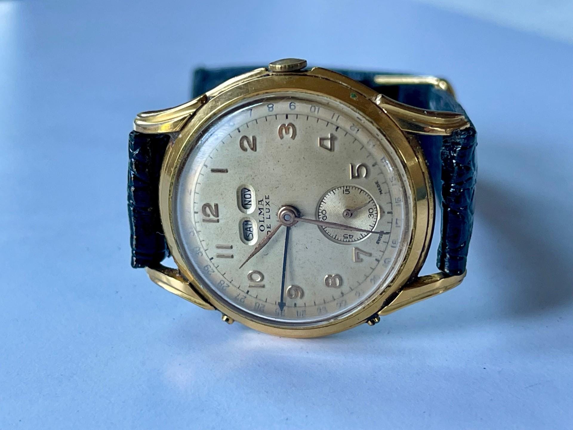 Olma De Luxe Triple Calendar Gold Capped Vintage Swiss Made 1955 - Etsy UK