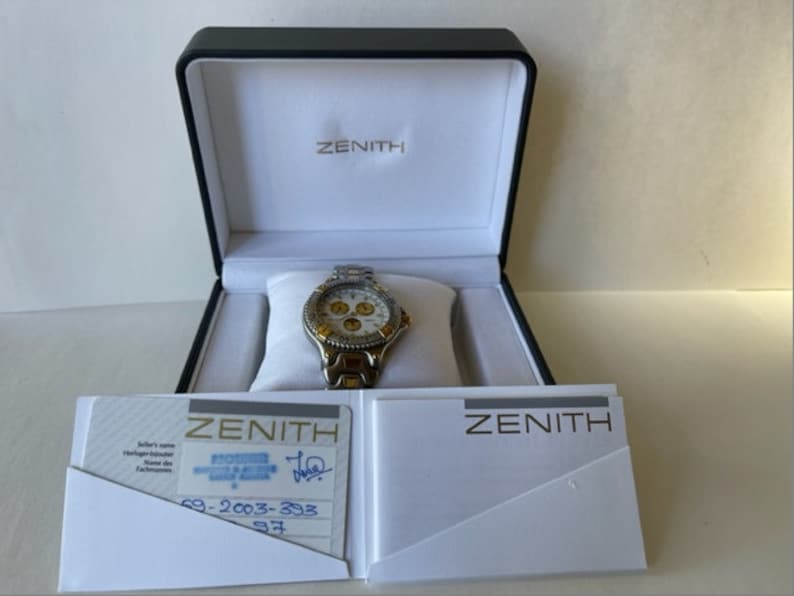 Zenith Defy Triple Calendar Date/day/month Moon Phase Solid 18k(750)gold Stainless Steel Screw ...