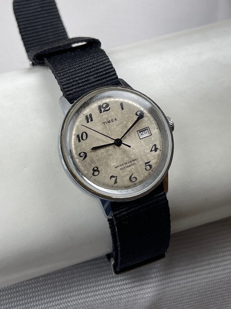 Timex Marlin Automatic Calendar Date Stainless Steel Textured Dial ...