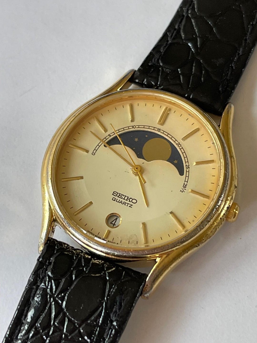Seiko Calendar Date Moon Phase Two Tone Dial Gold Capped Vintage Made ...