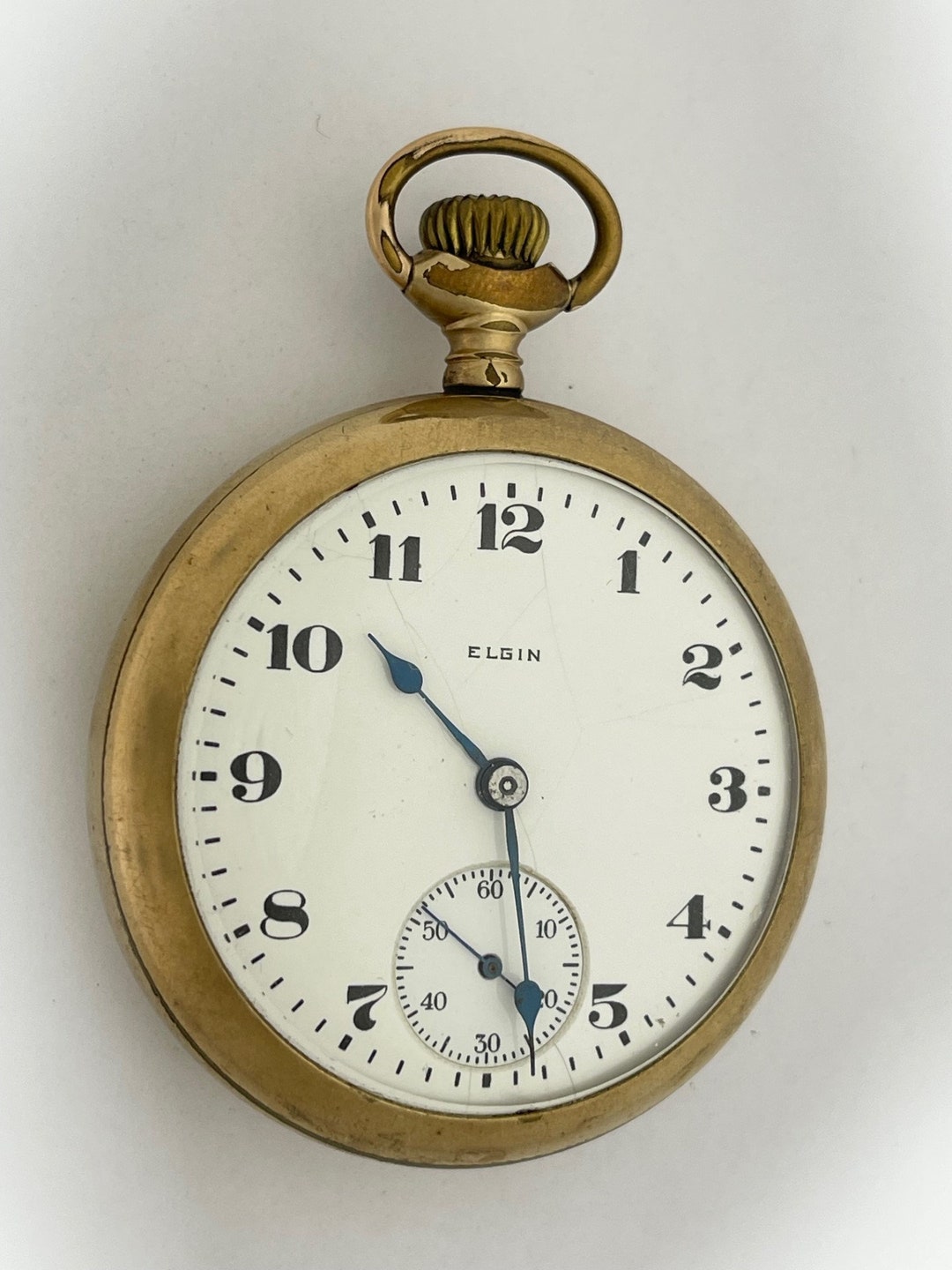Elgin Railroad 14K Gold Filled Porcelain Dial Screw Down Back Antique ...