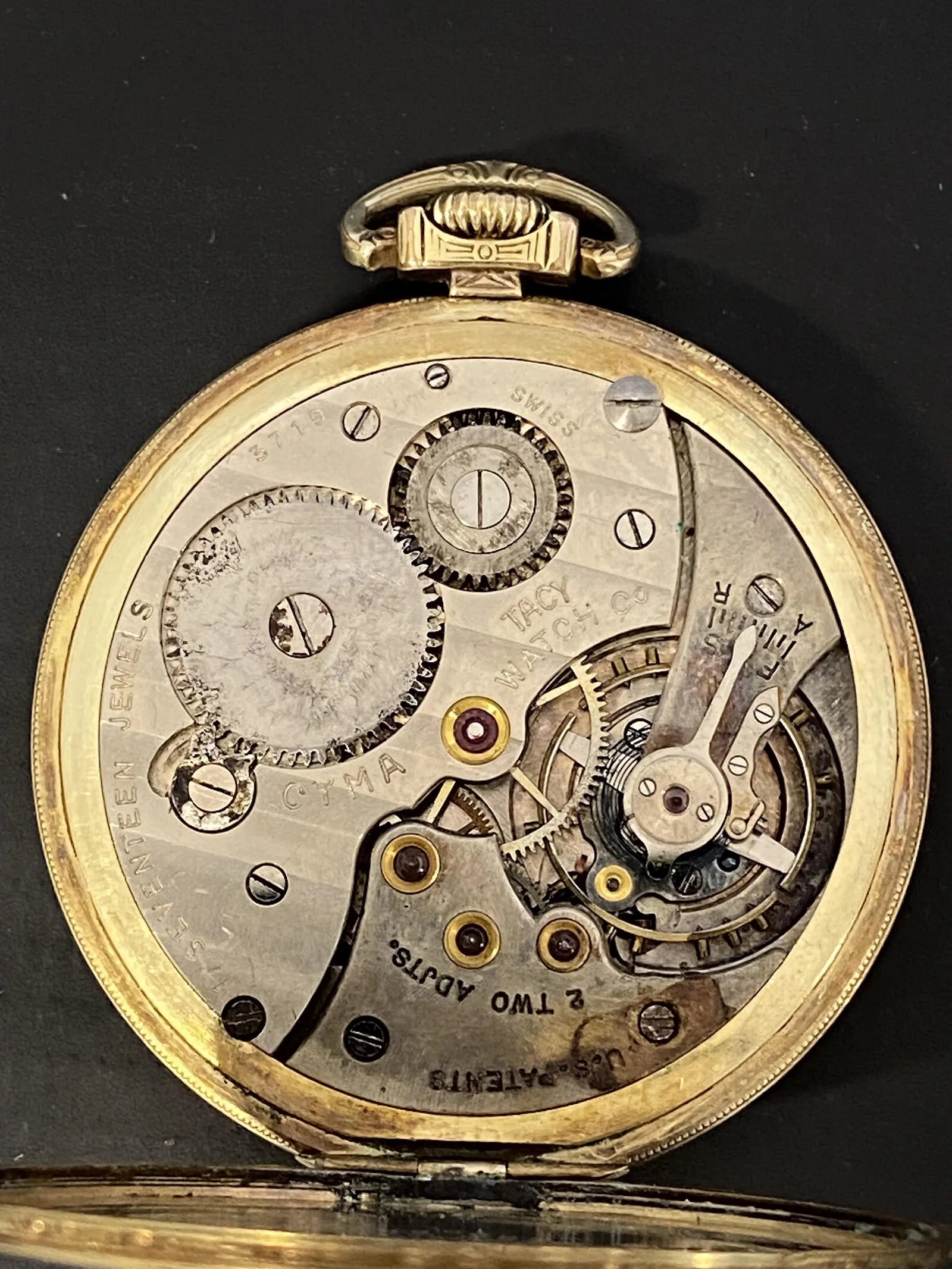 Cyma Tacy Tavannes Art Deco Two Tone Ornate 3D Dial Tacy Movement Two ...