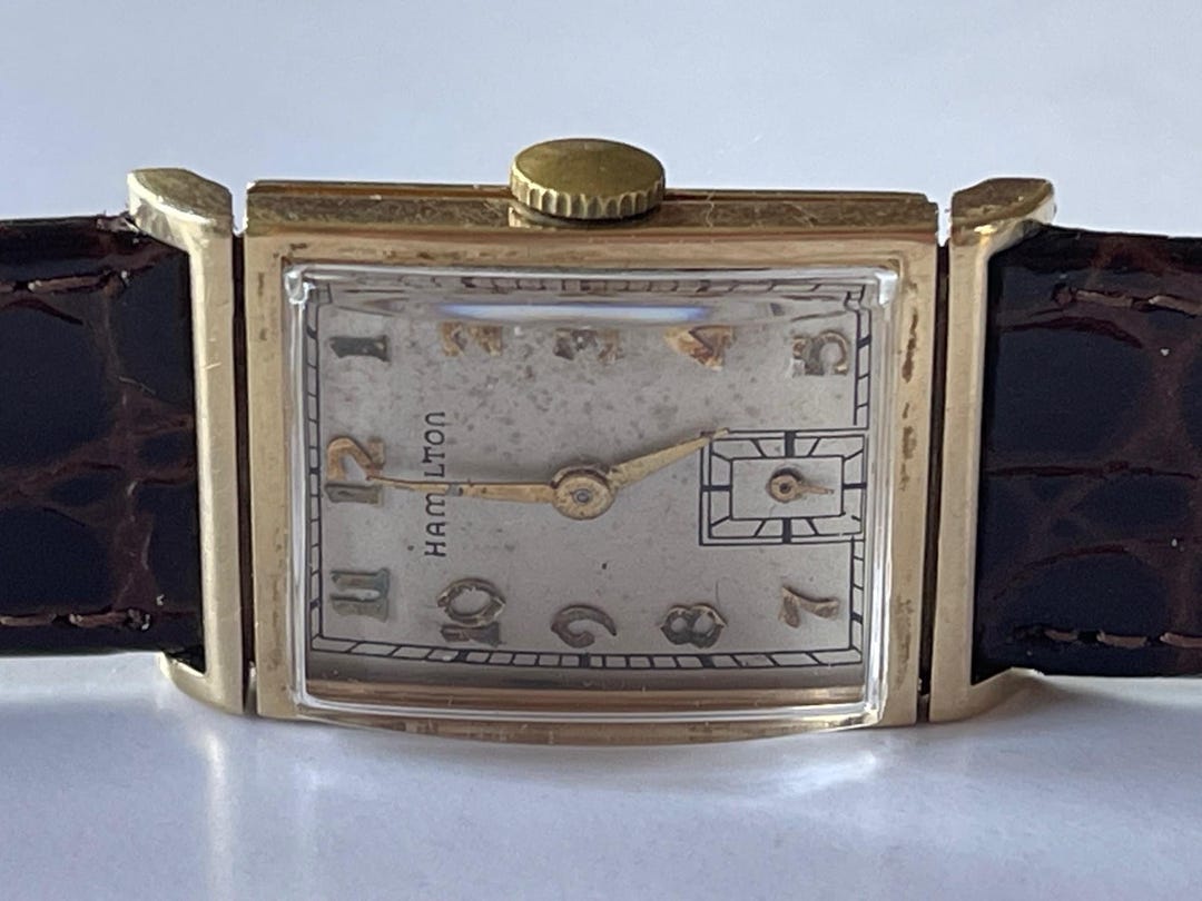 Hamilton Solid 14K(585) Gold Art Deco Style Cal.982 Rectangular Swiss ...