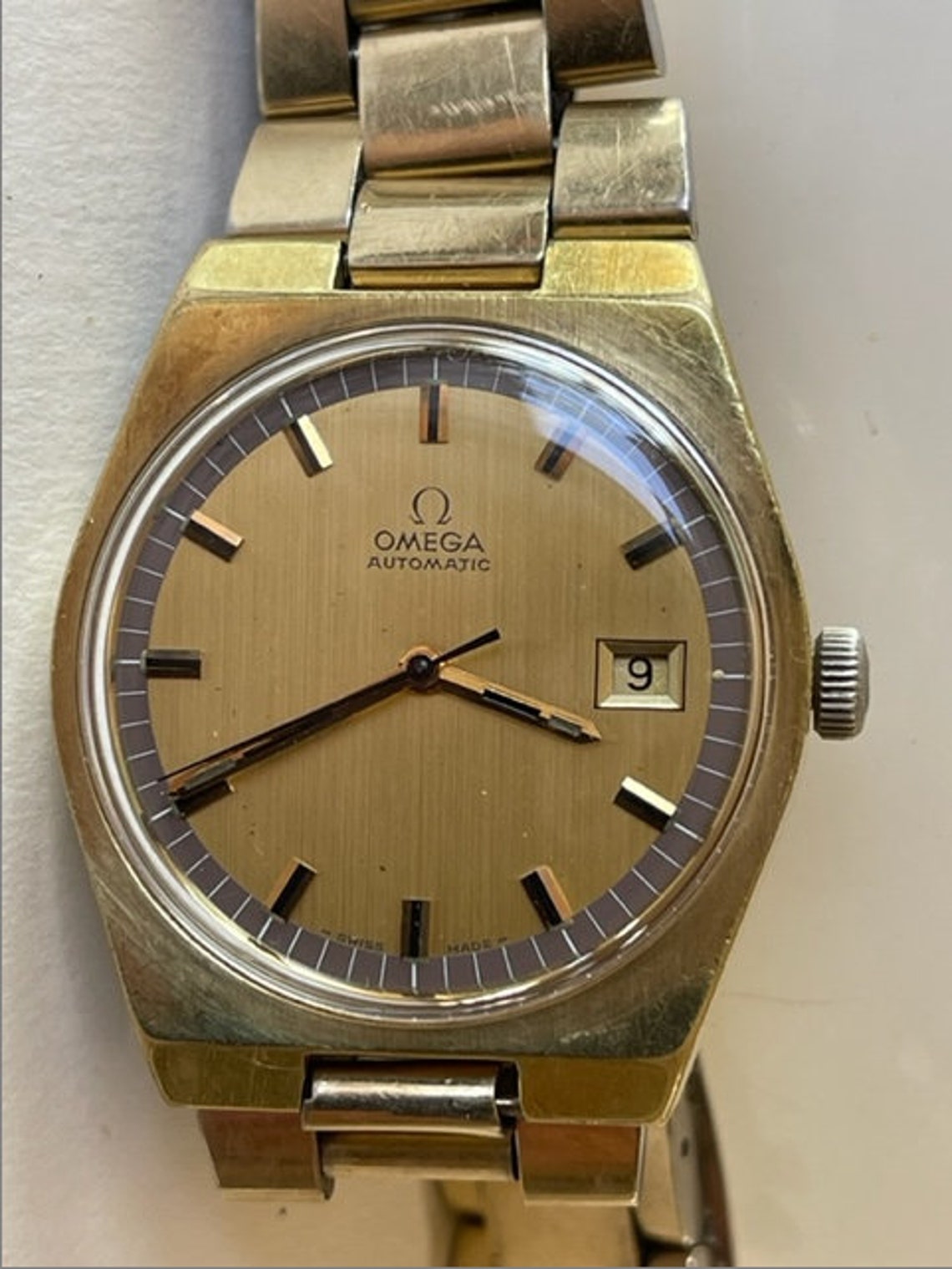 Omega Automatic Calendar Date Gold Capped Two Tone Dial Screw - Etsy
