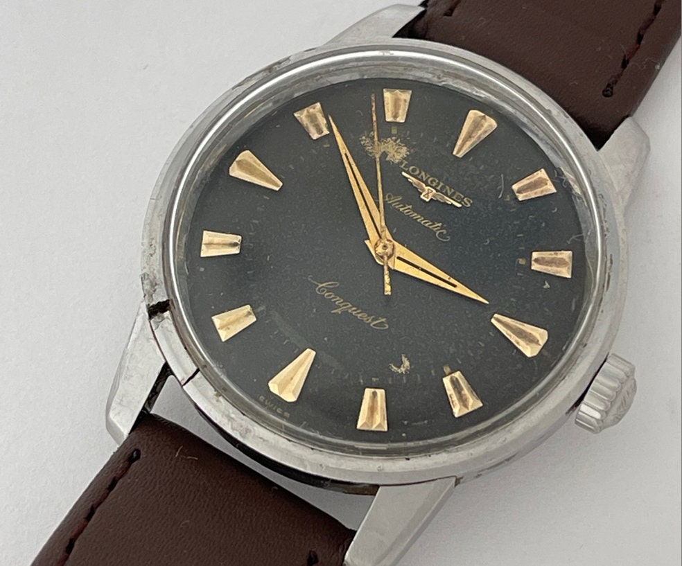 Longines Conquest Automatic Cal.19as Black Dial Screw Down Case Back ...