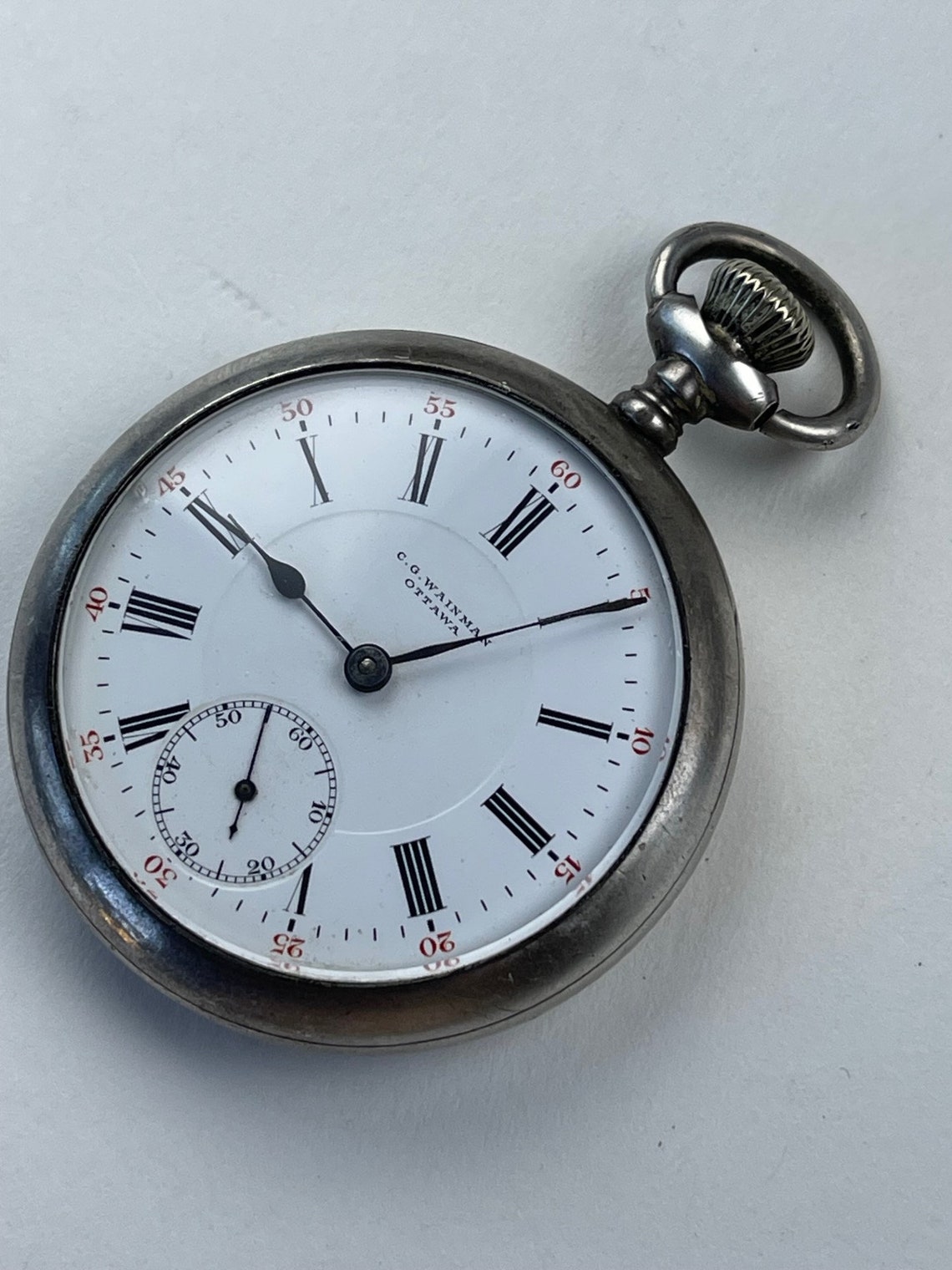 Omega Sterling Silver Two Level White Porcelain Dial Made by Omega to ...