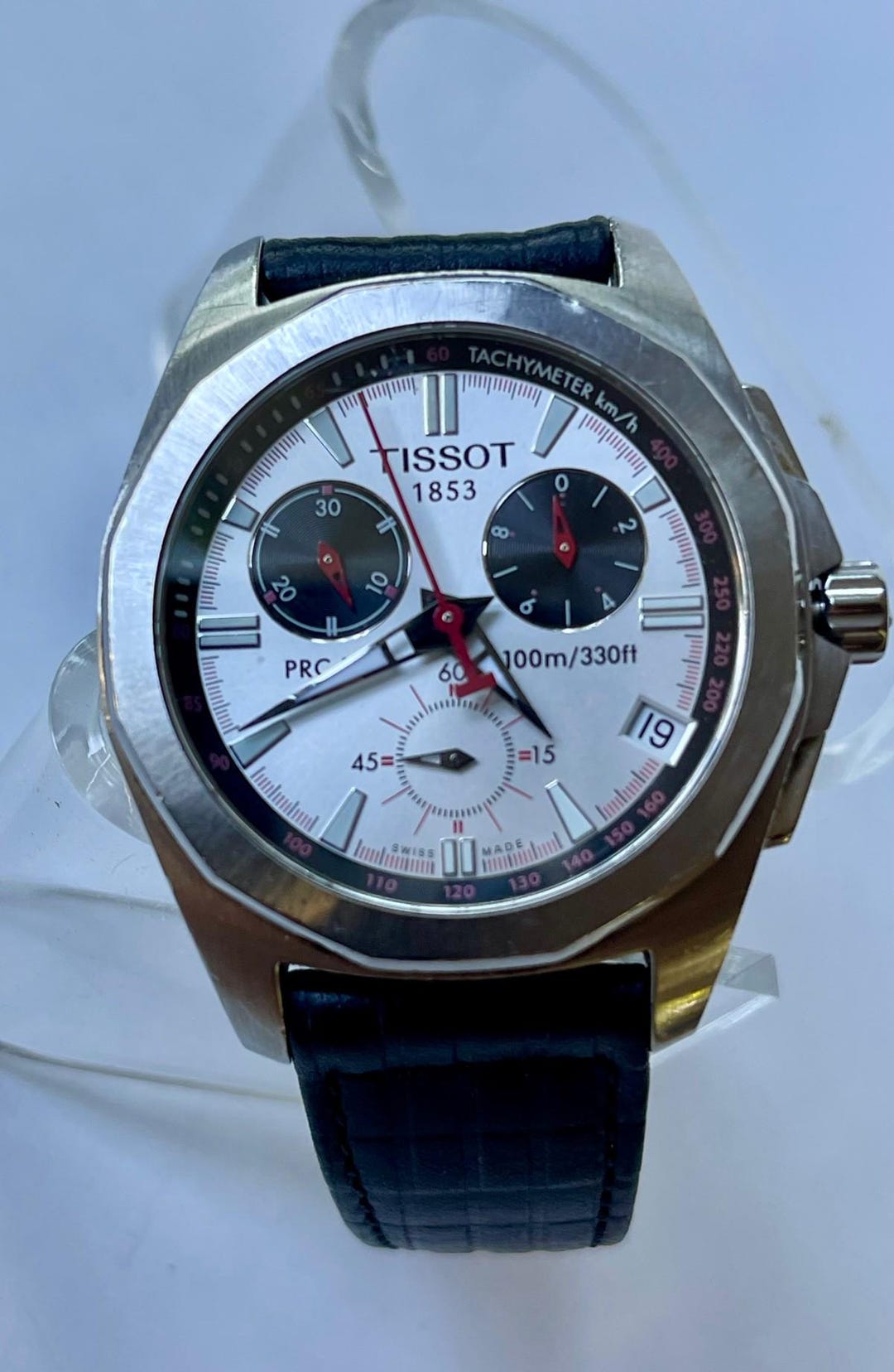 Tissot PRC-100 Chronograph Panda Dial Calendar Date Vintage Swiss Made ...