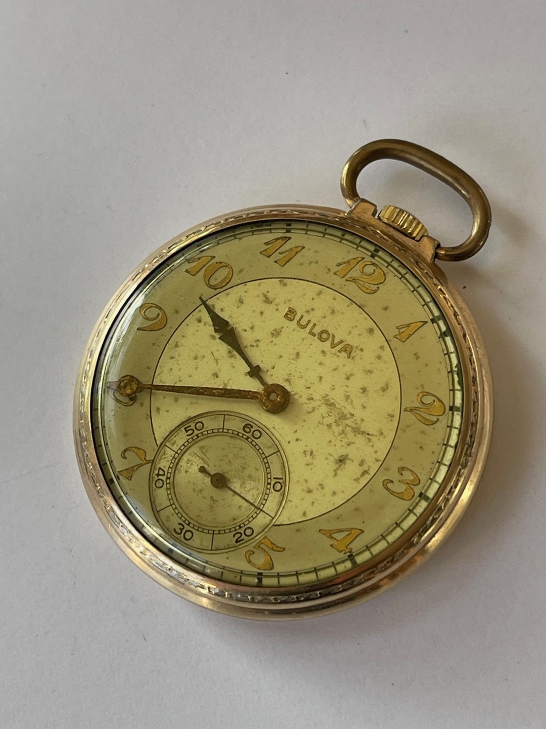 Bulova Art Deco 14K Gold Filled Two Tone Dial Pocket Watch Breguet ...