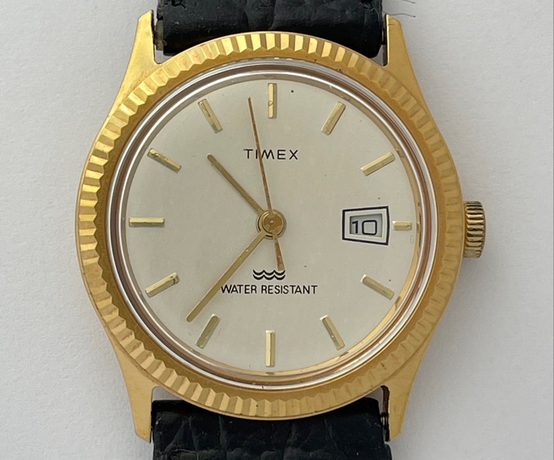 Timex Calendar Date Gold Capped Vintage - Etsy