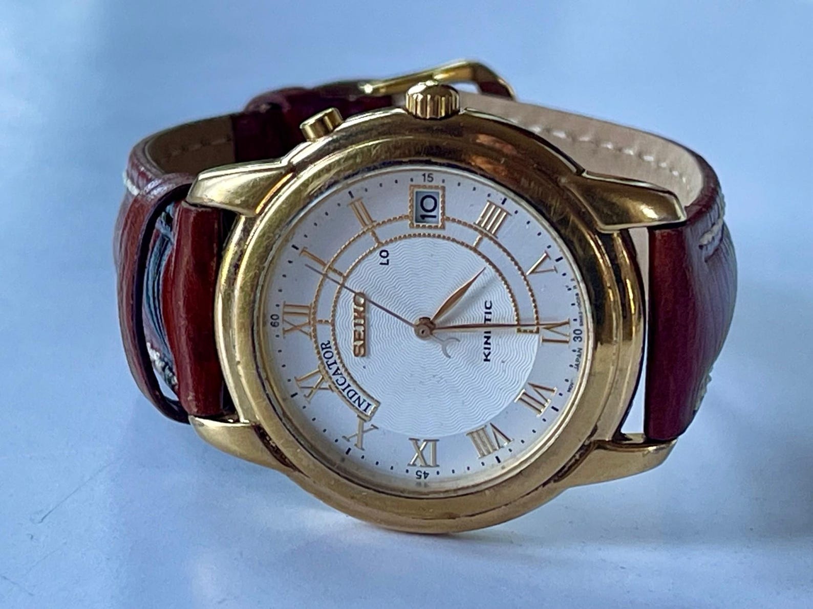 Seiko Kinetic Indicator Quick Set Calendar Gold Capped Two Tone ...