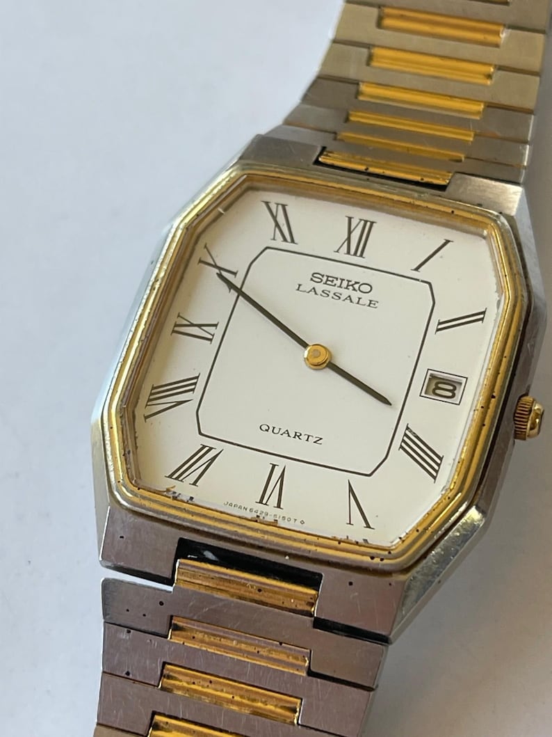 Seiko Lassale Two Tone Gold Stainless Steel Two Tone Dial Calendar Date Ultra Slim Vintage Made ...