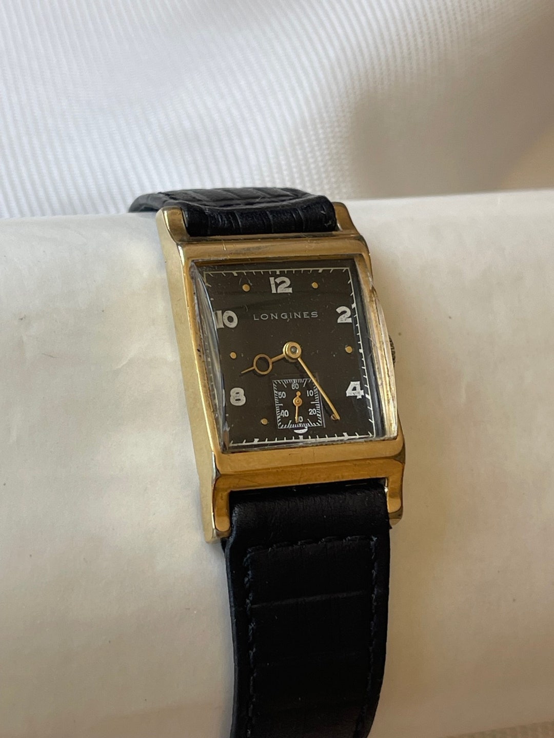 Longines Gold Filled Rectangular Black Dial Vintage Swiss Made 1939 - Etsy
