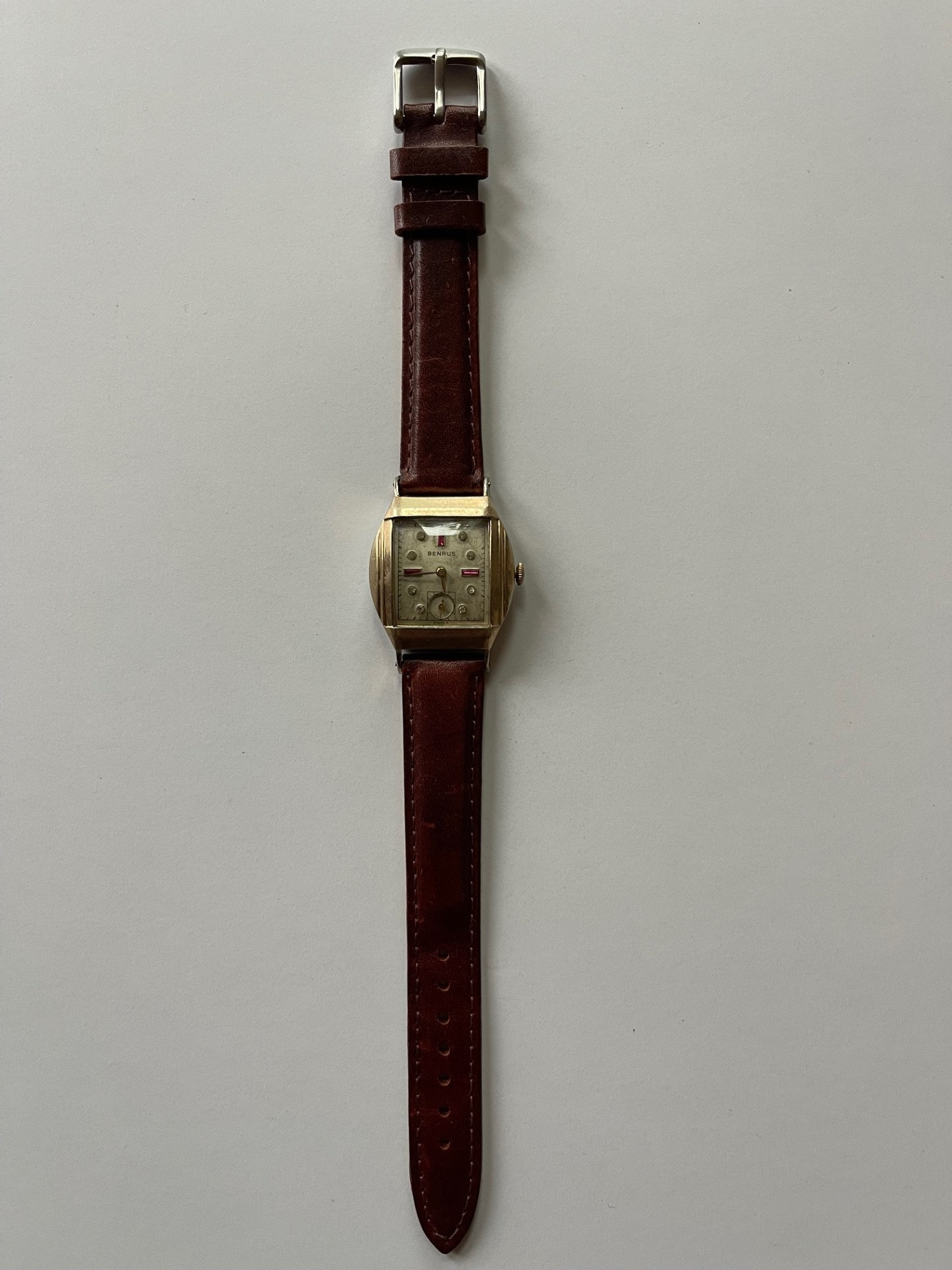 Benrus Art Deco Dial With 8 Genuine Diamonds 3rubies Gold Capped Fancy ...